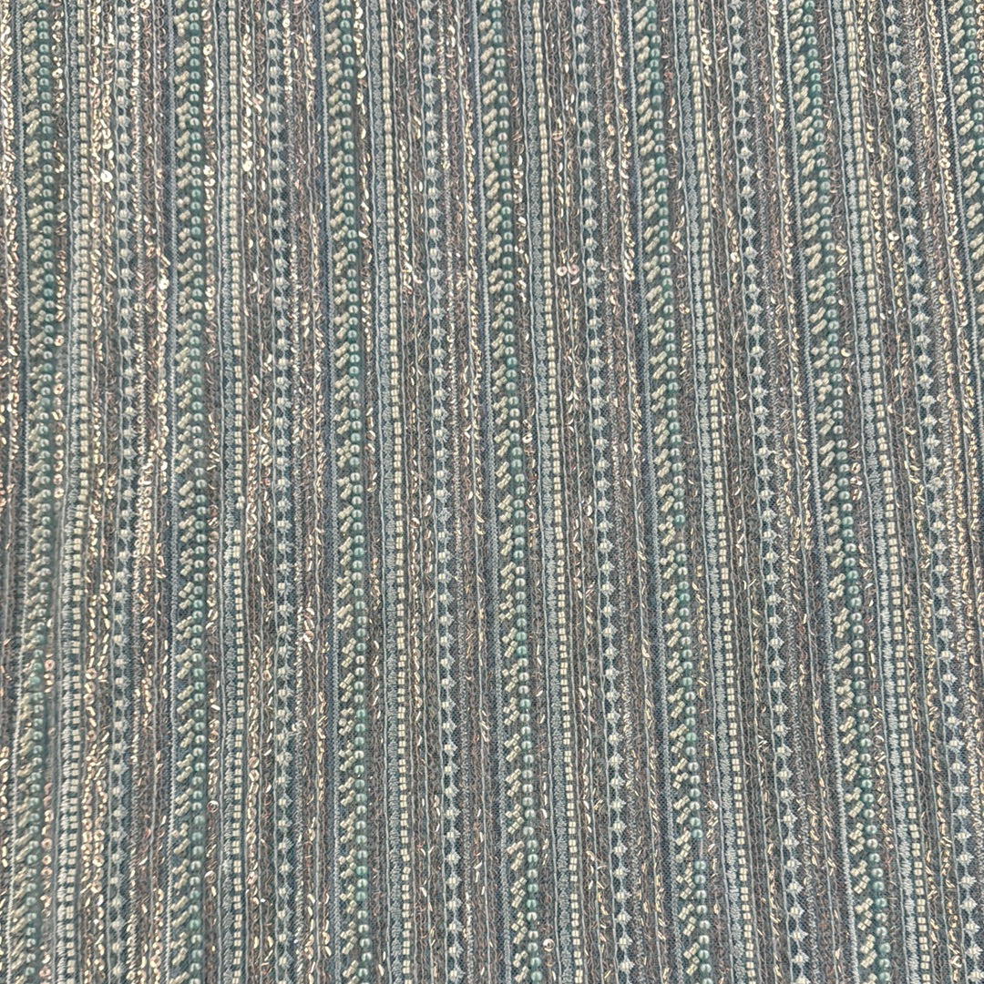 Embellished Stripe Net - Light Blue