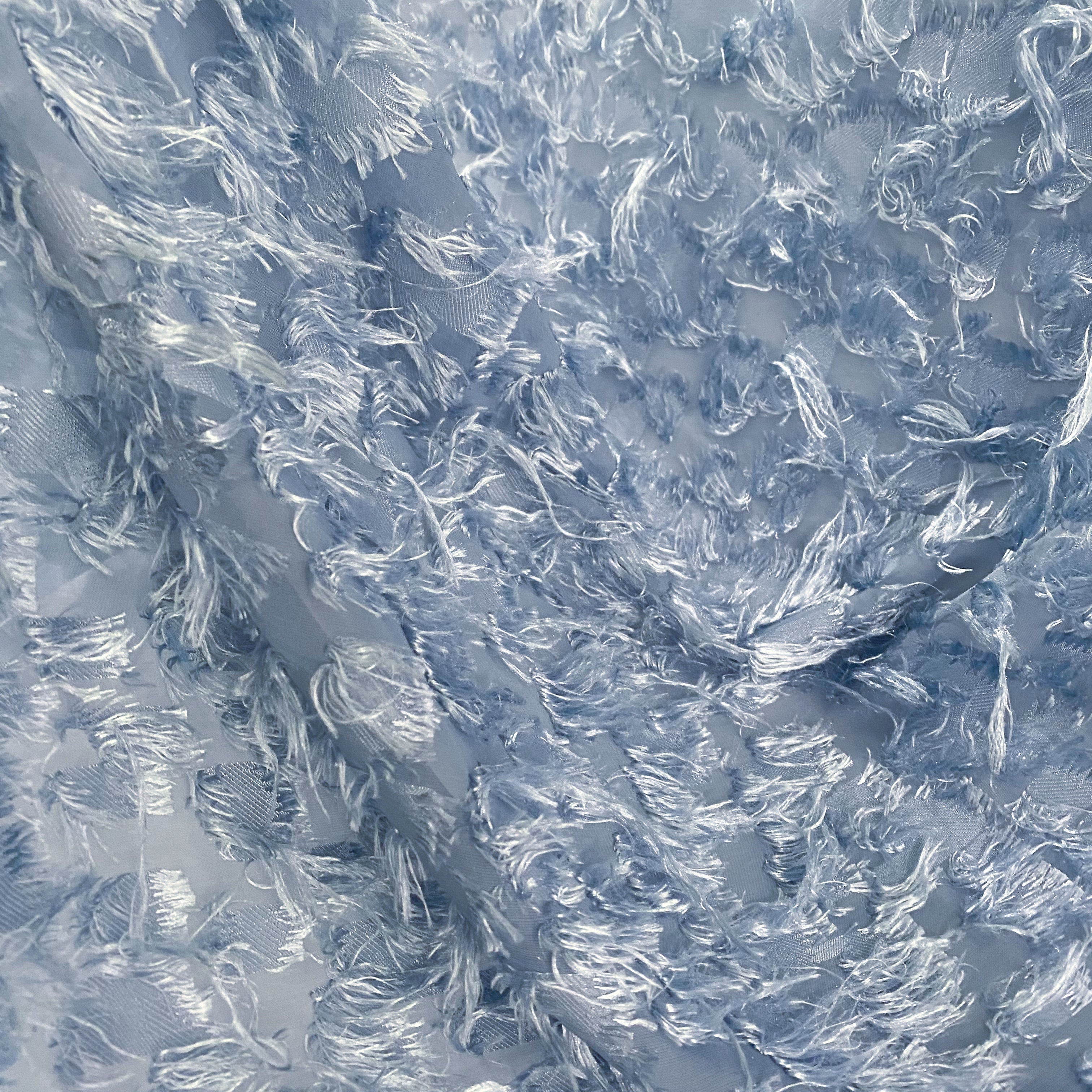 Dobby Fringed Chiffon - Light Blue
