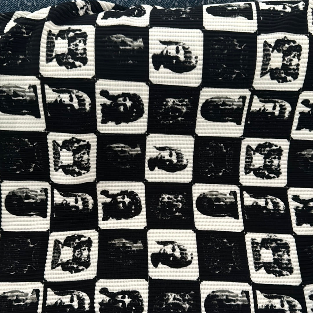 Roman Heads Checkerboard Ribbed Knit - Black/White