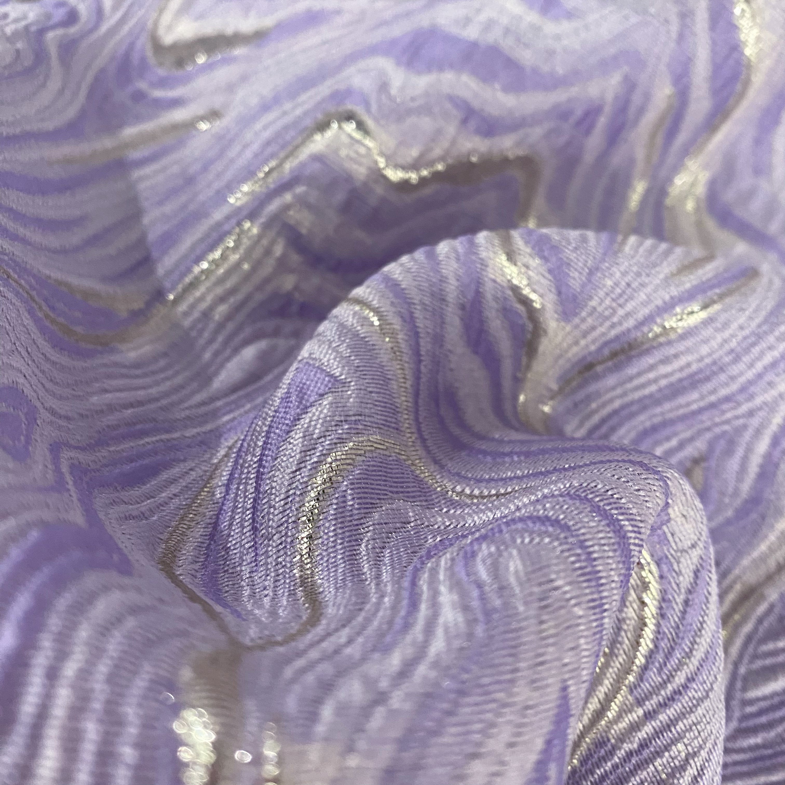 Contour Wave Brocade - Pale Purple/Silver Metallic