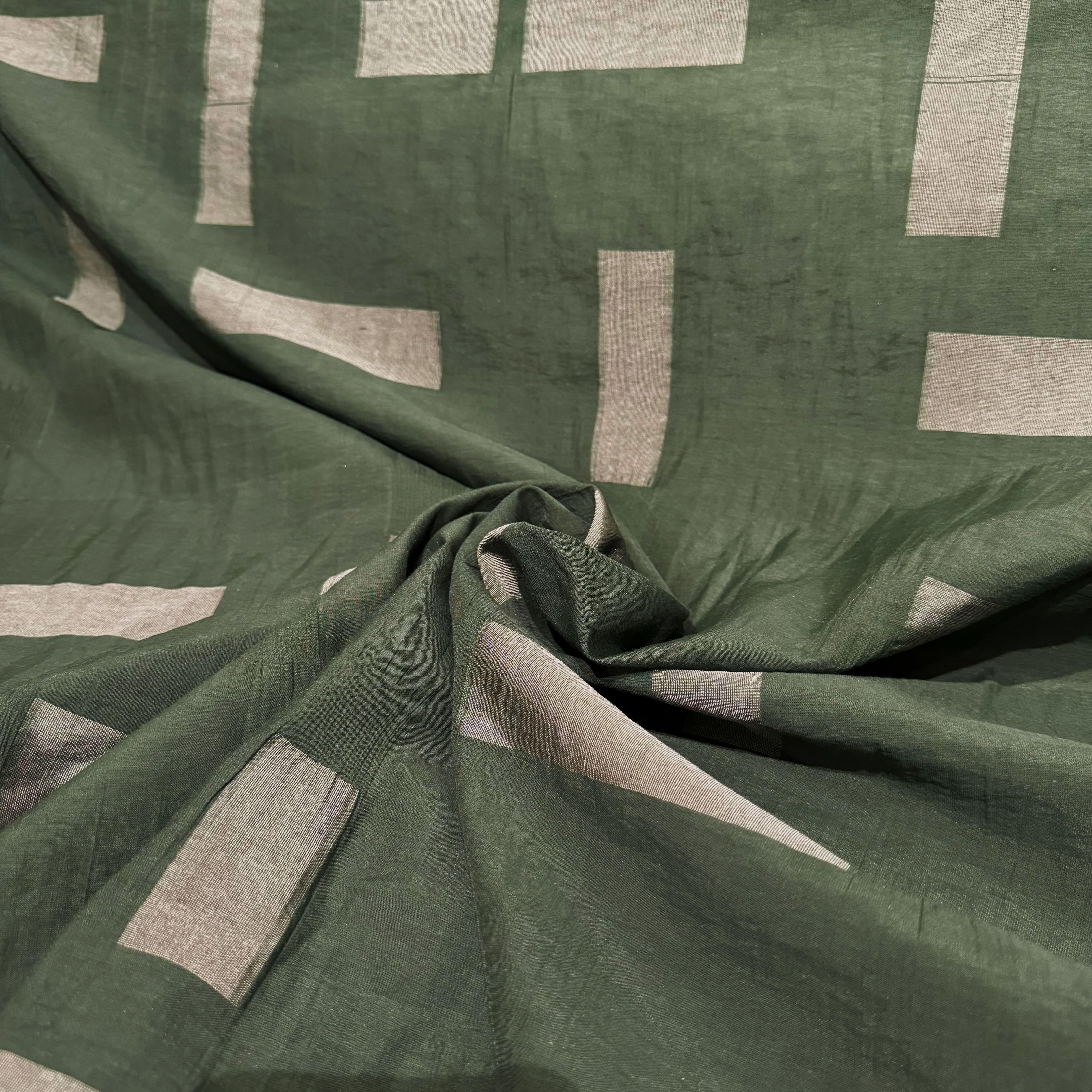 Square & Rectangle Insert Viscose/Nylon/Cotton Poplin - Dark Green/Sag