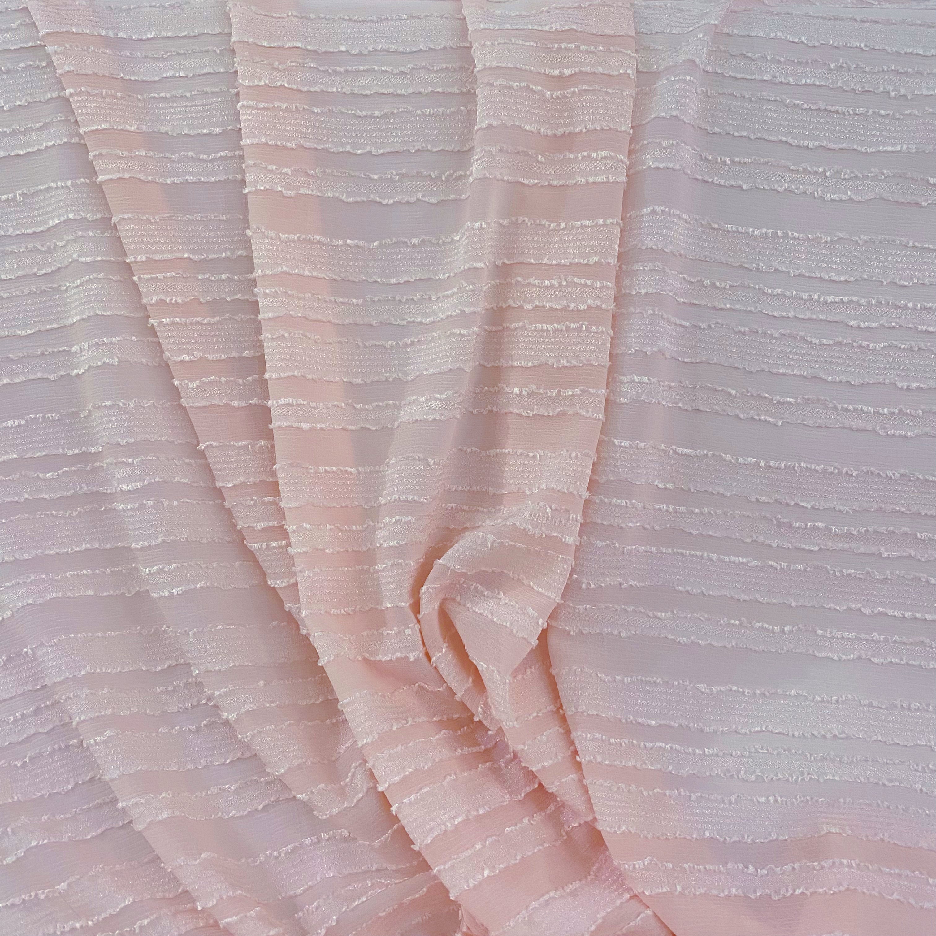 Flange Striped Sheer Crepon - Light Pink