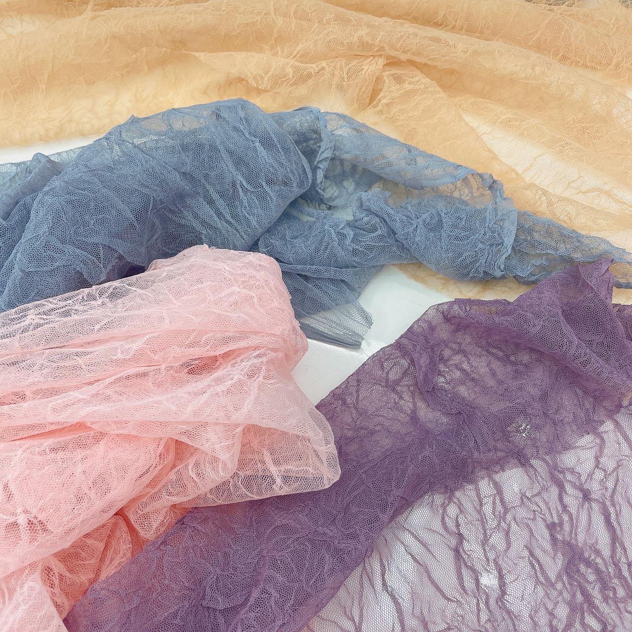 Creased Mesh Knit - Weft Stretch - Pink