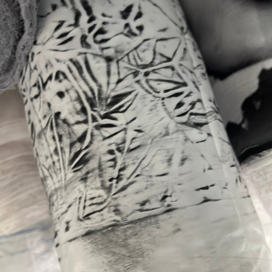 Floral Linograph Print Plain Weave - Black/White