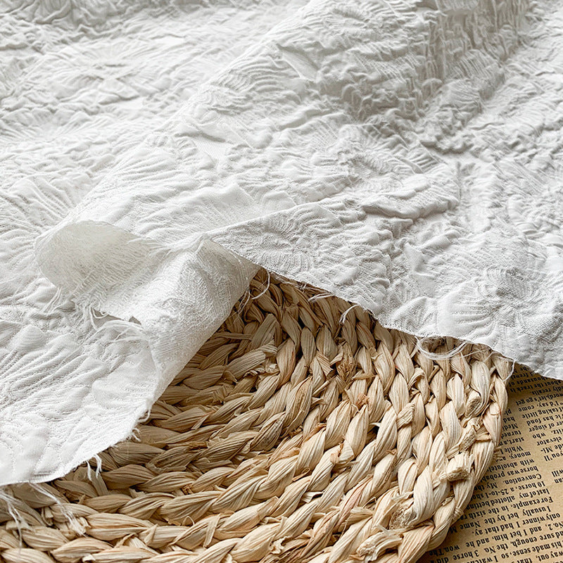 Ornate Rose/Daisy Jacquard - White