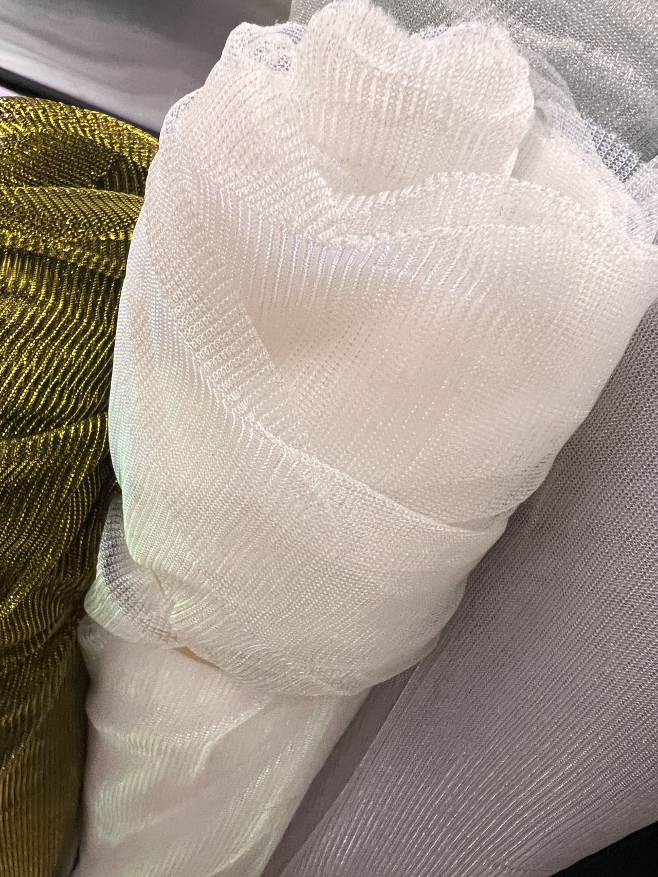 Holographic Raschel Mesh Knit - White